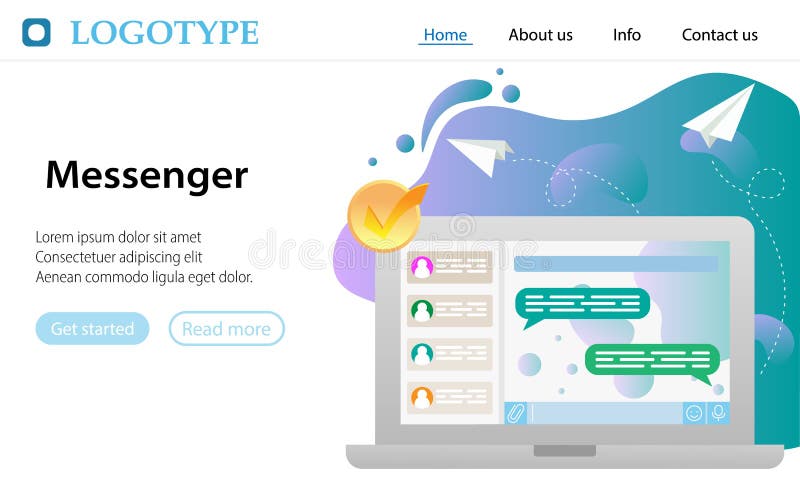 Messenger Interface on the Laptop Stock Vector - Illustration of ...