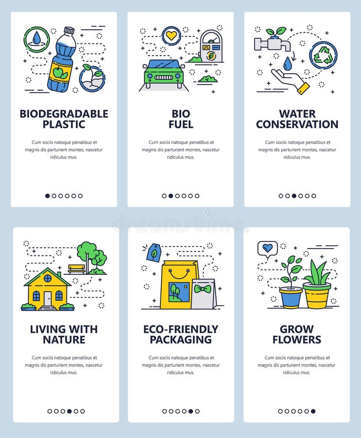 Set of UI, UX, GUI Screens Ecology App Flat Design Template for Mobile ...