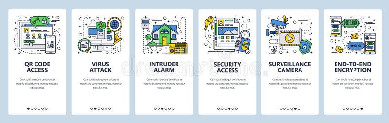 Vector Web Site Linear Art Onboarding Screens Template. Security Access ...