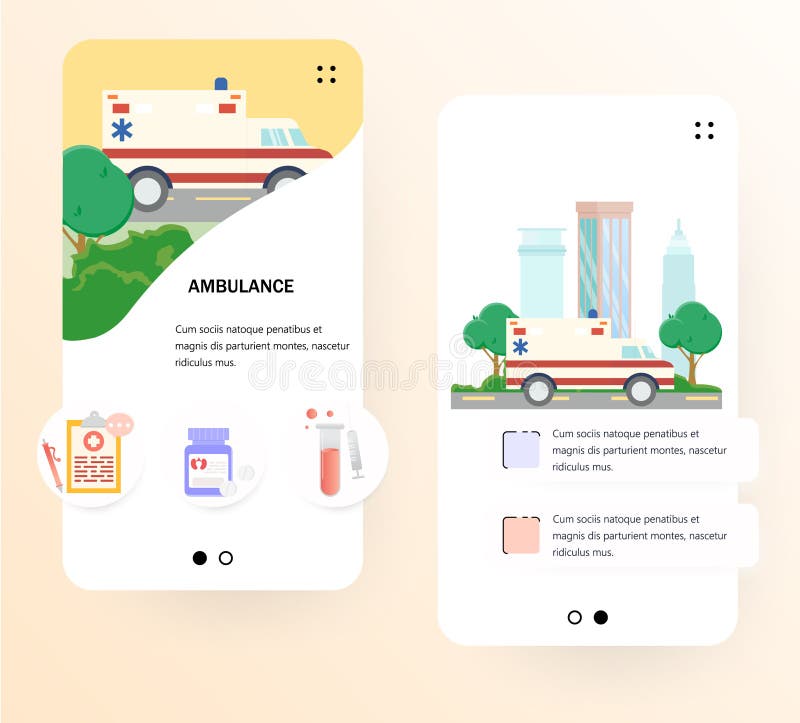 Ambulance Onboarding Screens Template Stock Vector - Illustration of ...