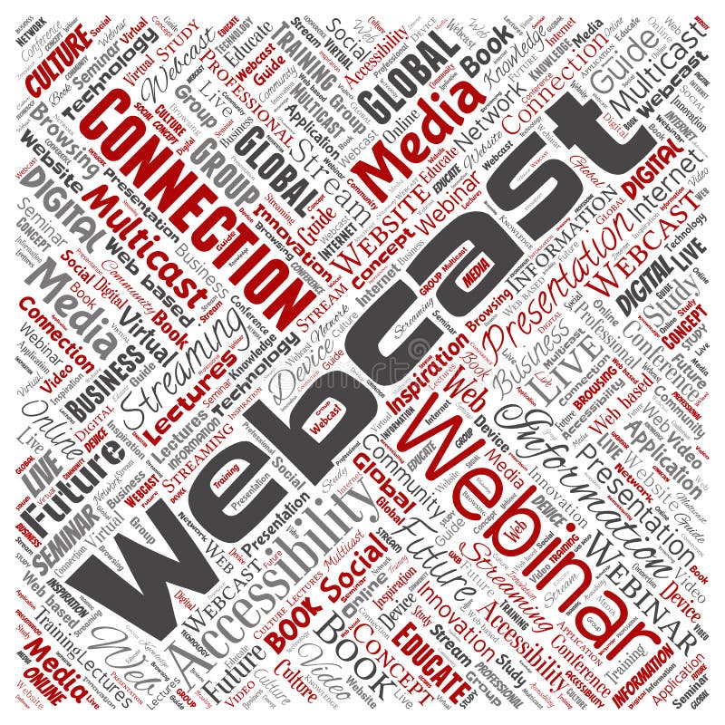 Webcast word cloud stock vector. Illustration of videocall - 281640158