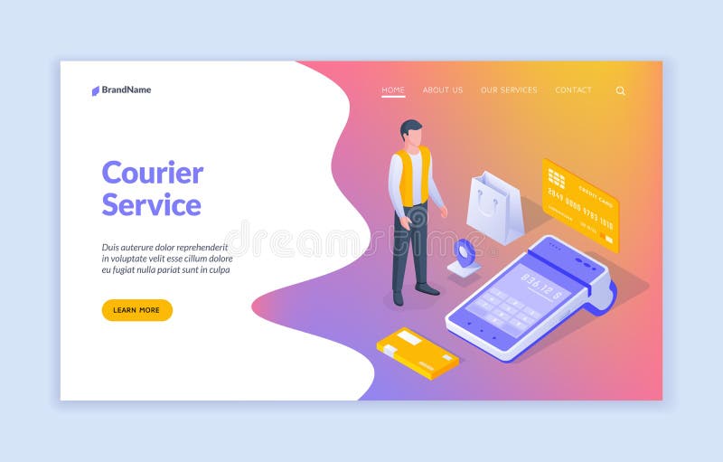 Vector Website Banner for Convenient Courier Service Stock Vector ...