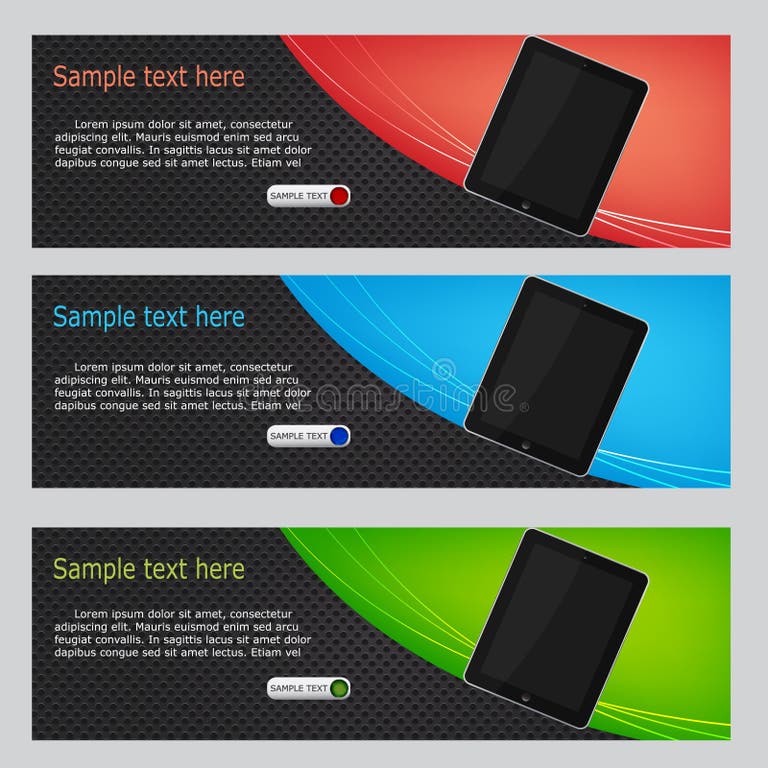 Vector Website Headers, Tablet Promotion Banners Stock Vector ...