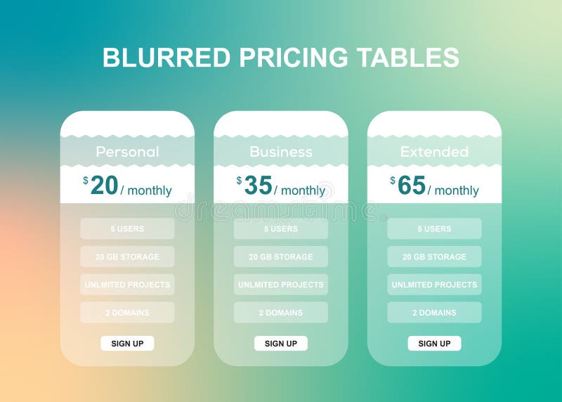 Vector Website Hosting Plan Pricing Tables Vector Stock Vector ...
