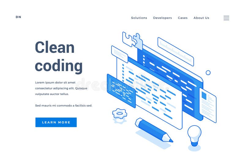 Vector of Website Offering Clean Coding Information Stock Vector ...