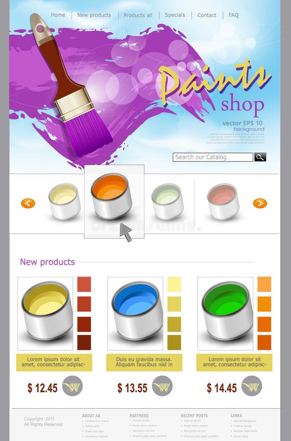Vector Website Template Paint Shop Stock Vector - Illustration of icon ...