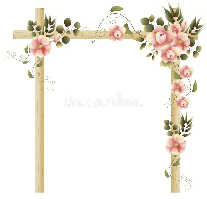 Vector Wedding Ceremony Frame with Delicate Peony Flowers and Greenery ...