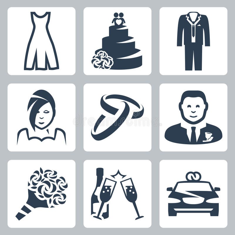 Vector wedding icons set stock vector. Illustration of people - 35997671
