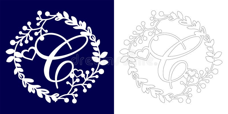 Vector Wedding Initial Monogram for Laser Cutting. Letter C of the ...
