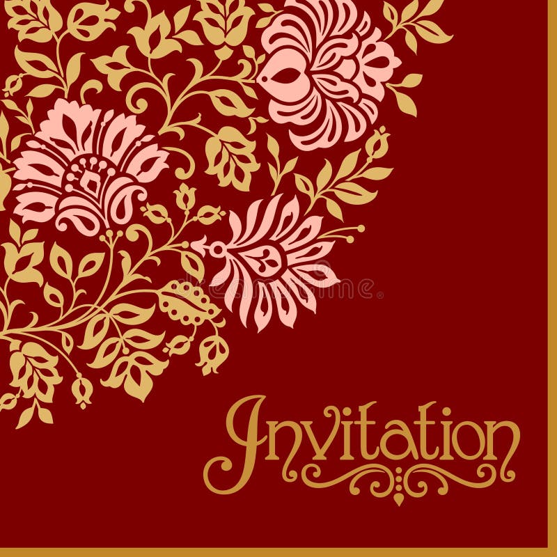 Vector Wedding Invitation Design on Red Board. Stock Vector ...