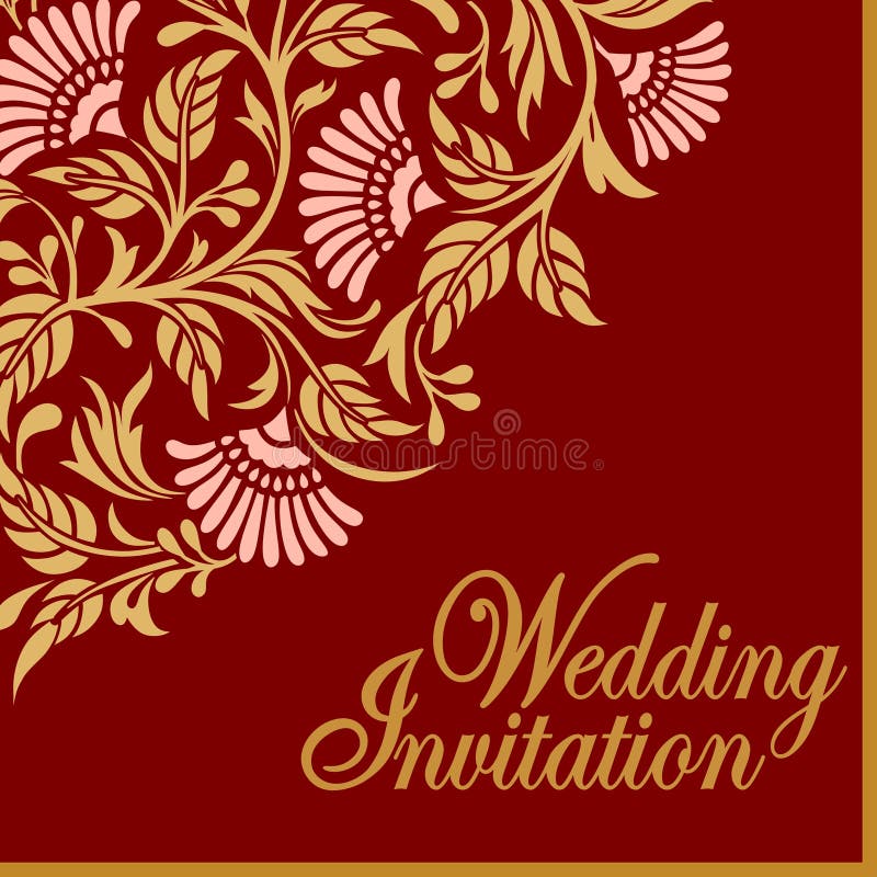 Vector Wedding Invitation Design on Red Board. Stock Vector ...