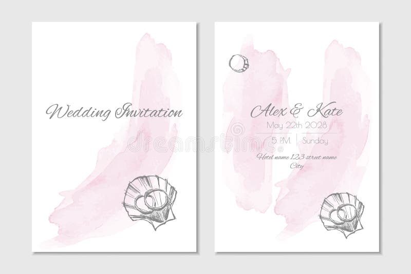 Vector Wedding Invitation Template with Wedding Rings Stock Vector ...