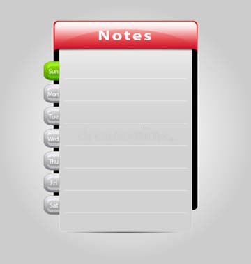 Vector week notes template stock vector. Illustration of paper - 26696571