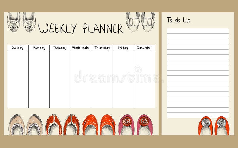 Vector weekly planner stock vector. Illustration of printable - 278495807
