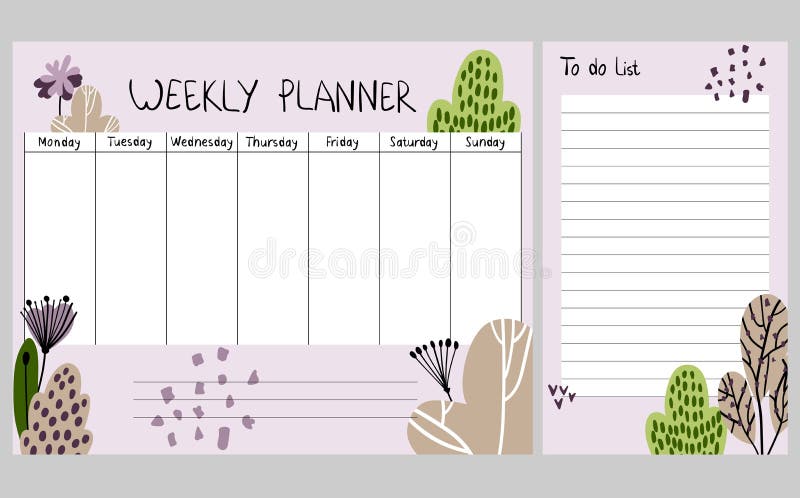Vector weekly planner stock vector. Illustration of note - 114192621