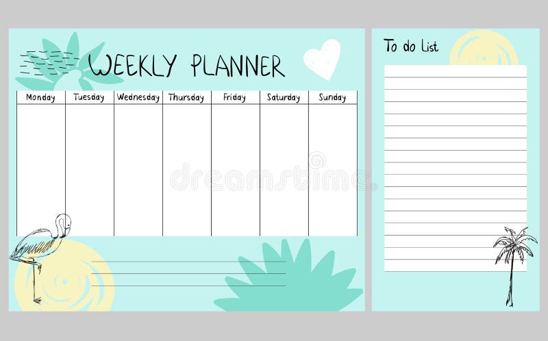 Vector weekly planner stock vector. Illustration of schedule - 125975744