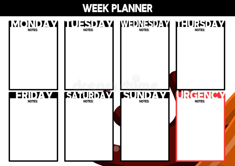 Vector Weekly Planner A4 Print Stock Illustration - Illustration of ...