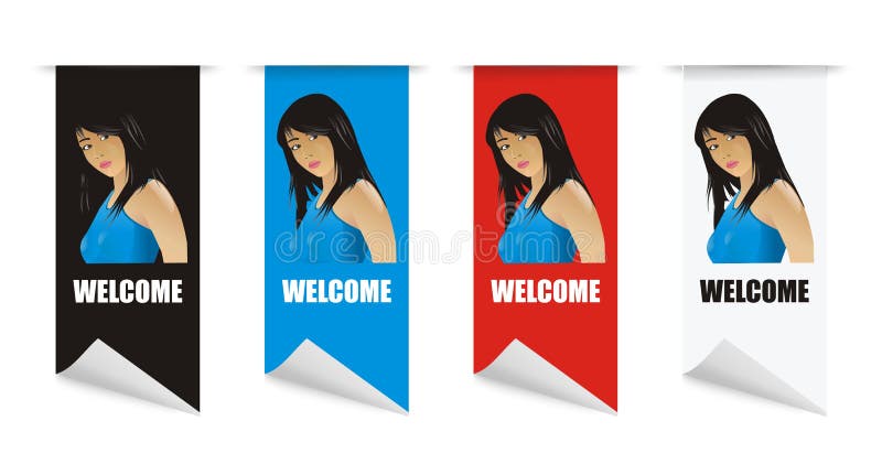 Vector welcome banner girl stock illustration. Illustration of vector ...