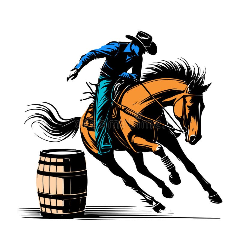 Vector Western Cowboy Barrel Racing Competition Stock Illustration ...