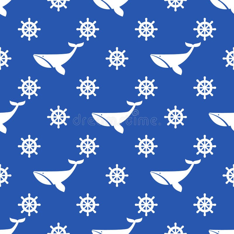 Vector Whale Boat Steering Wheel Seamless Pattern Stock Vector ...