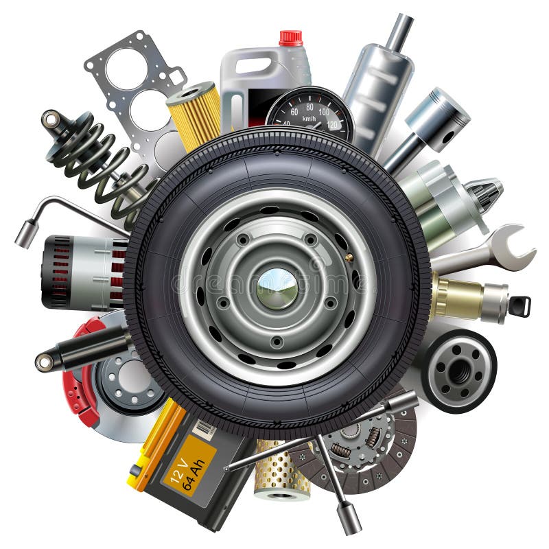 Vector Wheel with Car Spares Stock Vector - Illustration of icon ...