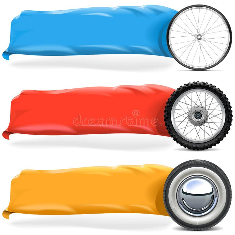 Vector Wheels with Banner Set 2 Stock Vector - Illustration of motion ...