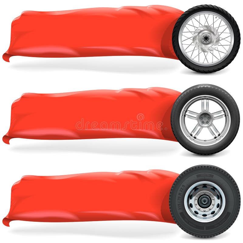 Vector Wheels with Banner stock vector. Illustration of transport ...