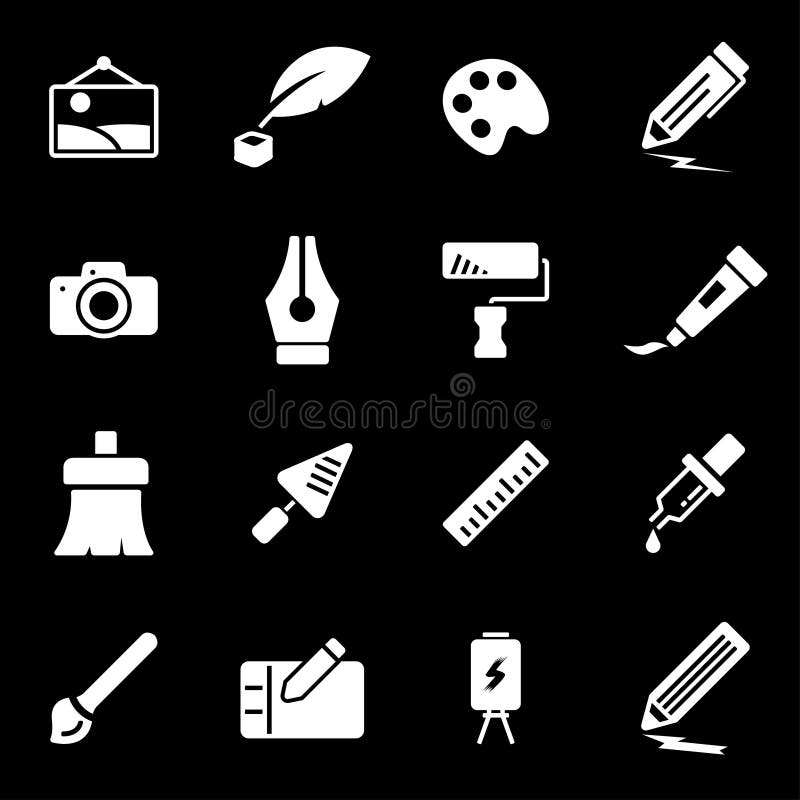 Vector white art icons set stock vector. Illustration of vector - 88396119