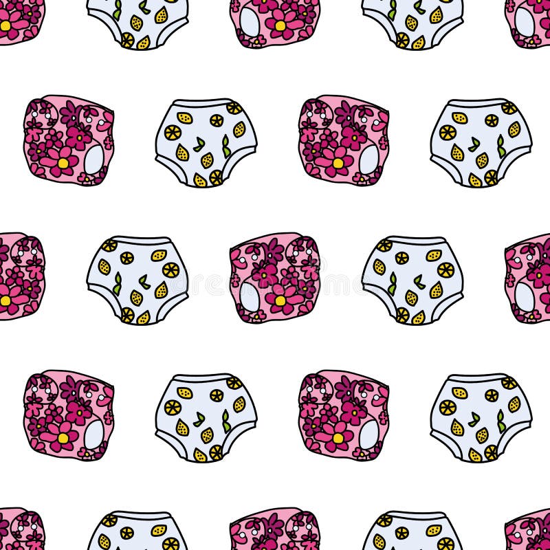 Vector White Baby Cloth and Training Diapers Seamless Background ...