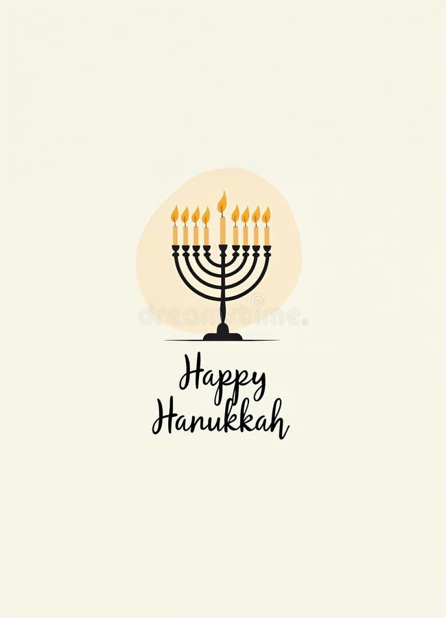 Vector of White Background with a Black Menorah and Glowing Candle ...