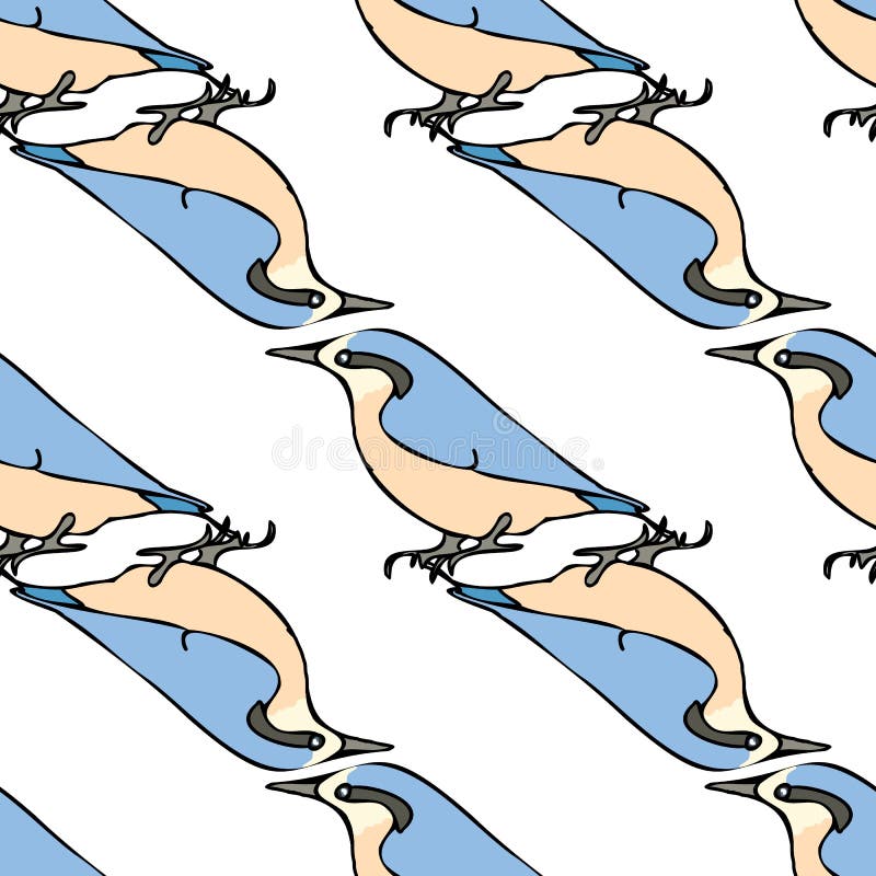 Vector White Background Blue Birds Seamless Pattern. Seamless Pattern ...