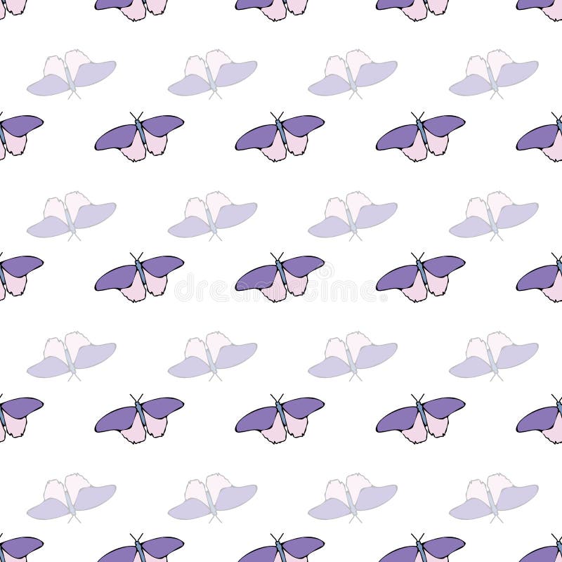Vector White Background Butterfly Seamless Pattern. Butterflies ...