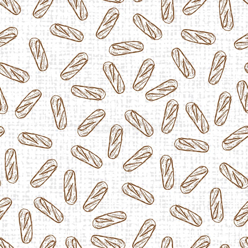 Vector White Baguette French Bread Seamless Pattern with Canvas ...