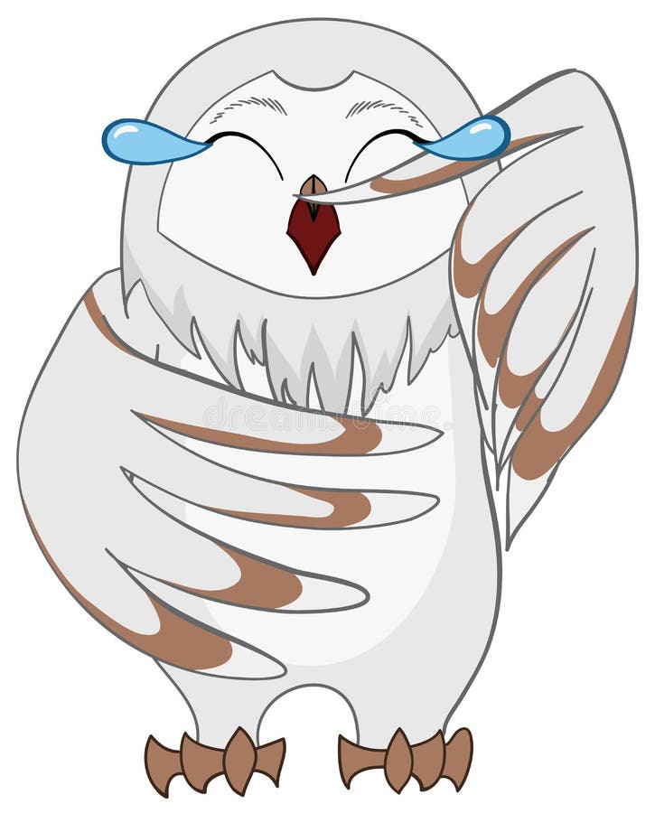 Vector White Barn Owl Laughing Out Loud in Cartoon Stock Vector ...