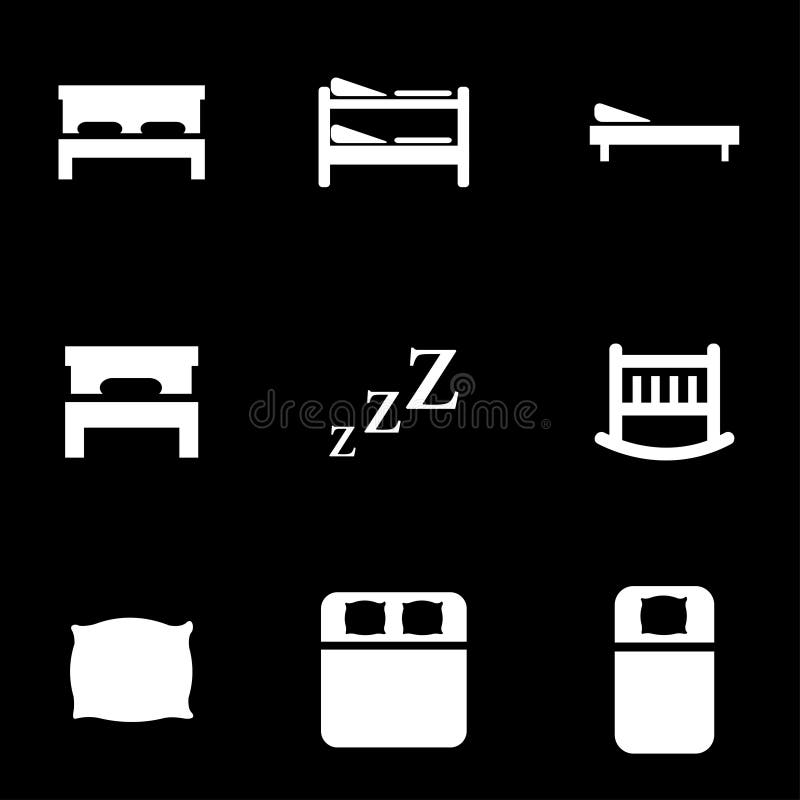Vector white bed icon set stock illustration. Illustration of design ...
