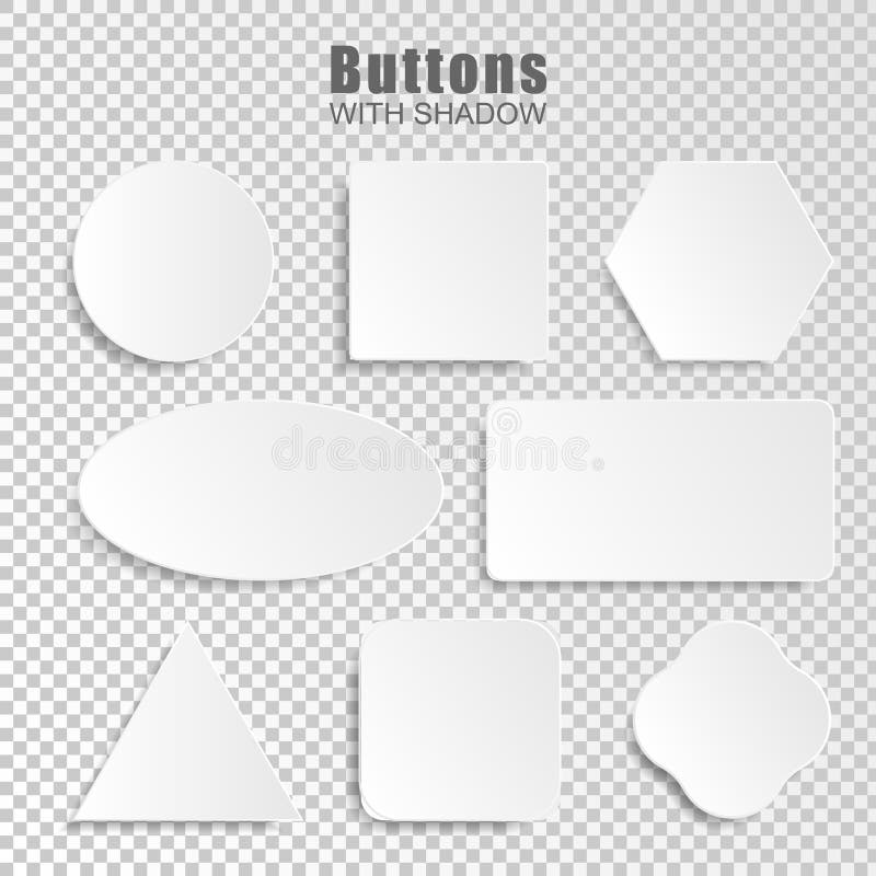 Vector White Blank Button Set. Round Square Rounded Buttons on a ...