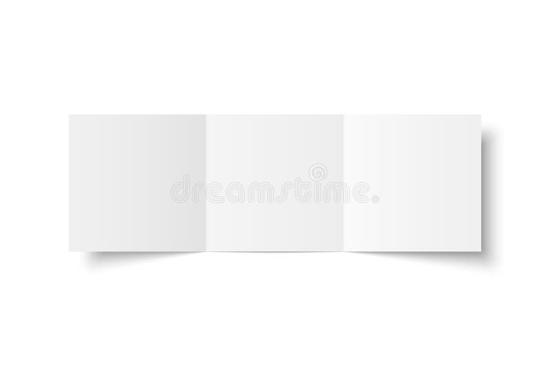 Vector White Blank Square Three Panel Roll Fold Opened on White ...