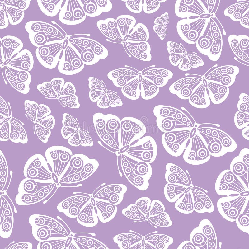 Vector White Butterflies Repeat Seamless Pattern Stock Vector ...