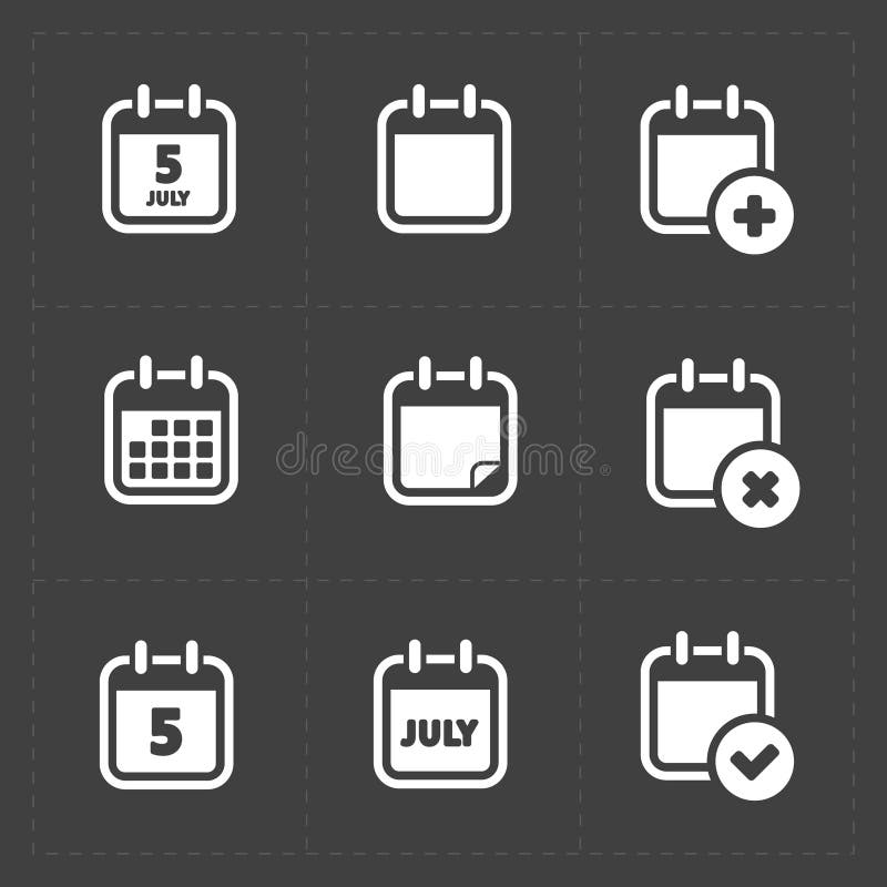 Vector White Calendar Icons Stock Vector - Illustration of bookmark ...