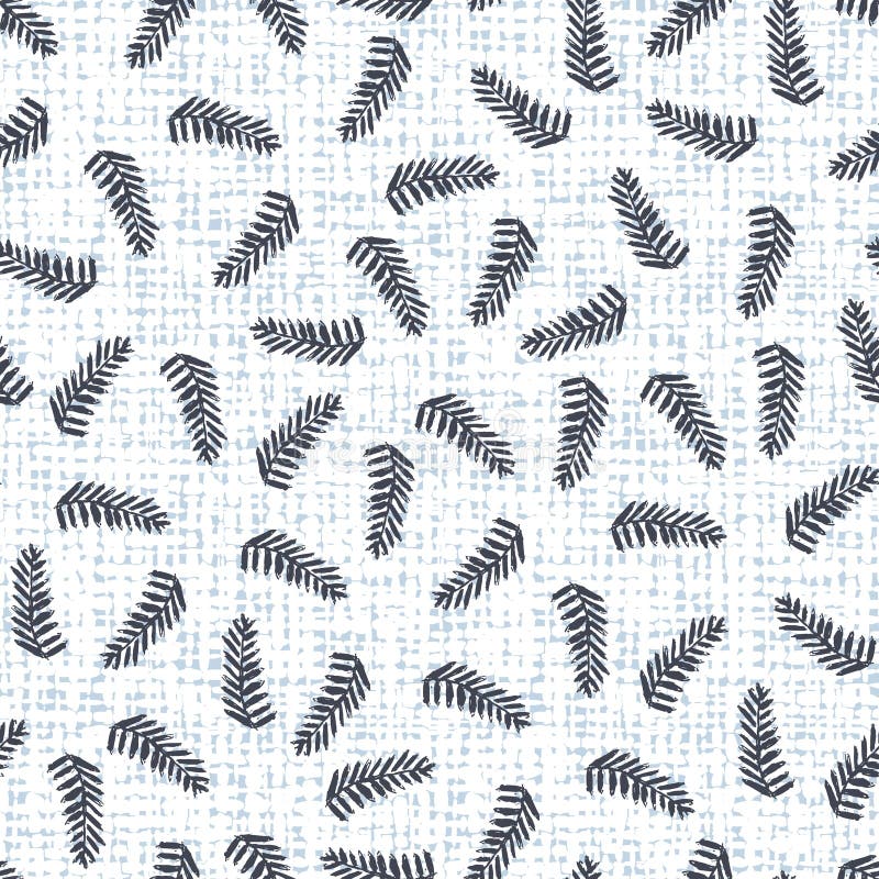 Vector White Canvas Prehistoric Scattered Fern Doodle Repeat Pattern 01 ...