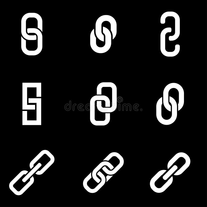 Vector White Chain or Link Icon Set Stock Illustration - Illustration ...