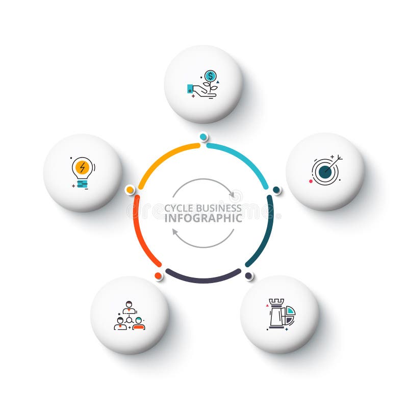 Vector White Circle Elements for Infographic. Template for Cycle ...