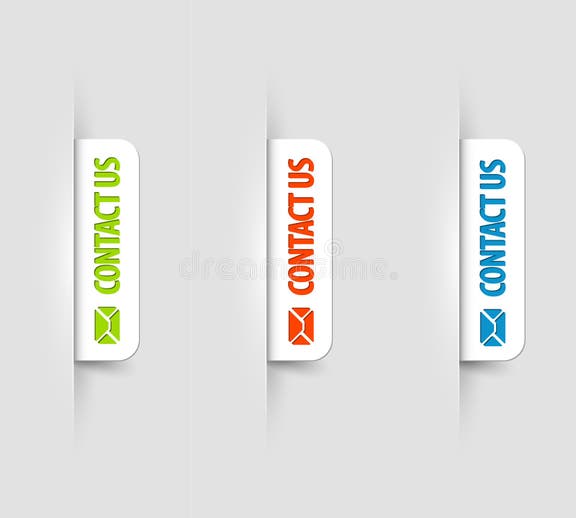 Vector White Contact Us Labels Stock Vector - Illustration of isolated ...