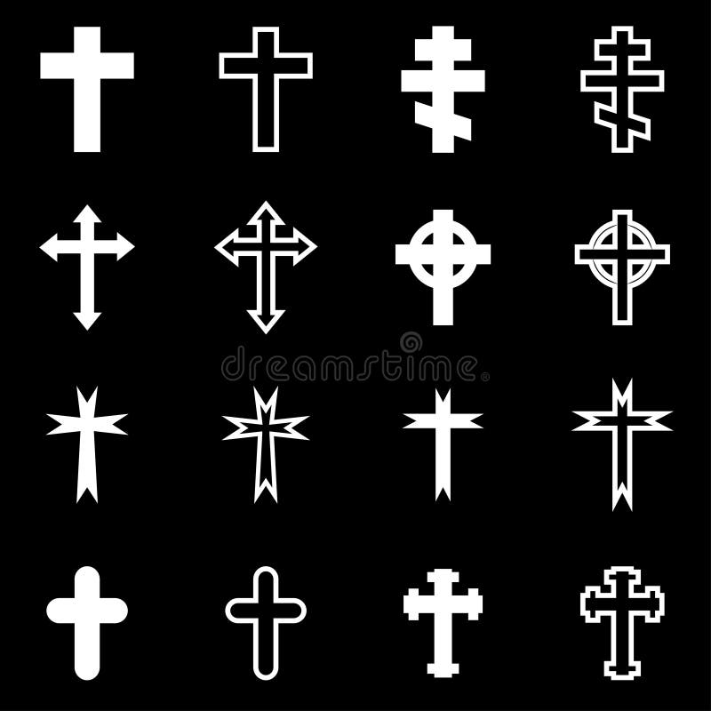 Vector White Crosses Icon Set Stock Illustration - Illustration of ...