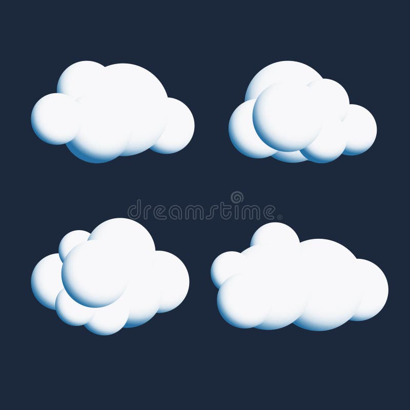Vector White Cute Cloud Collection Simple Cloud Set for Weather ...