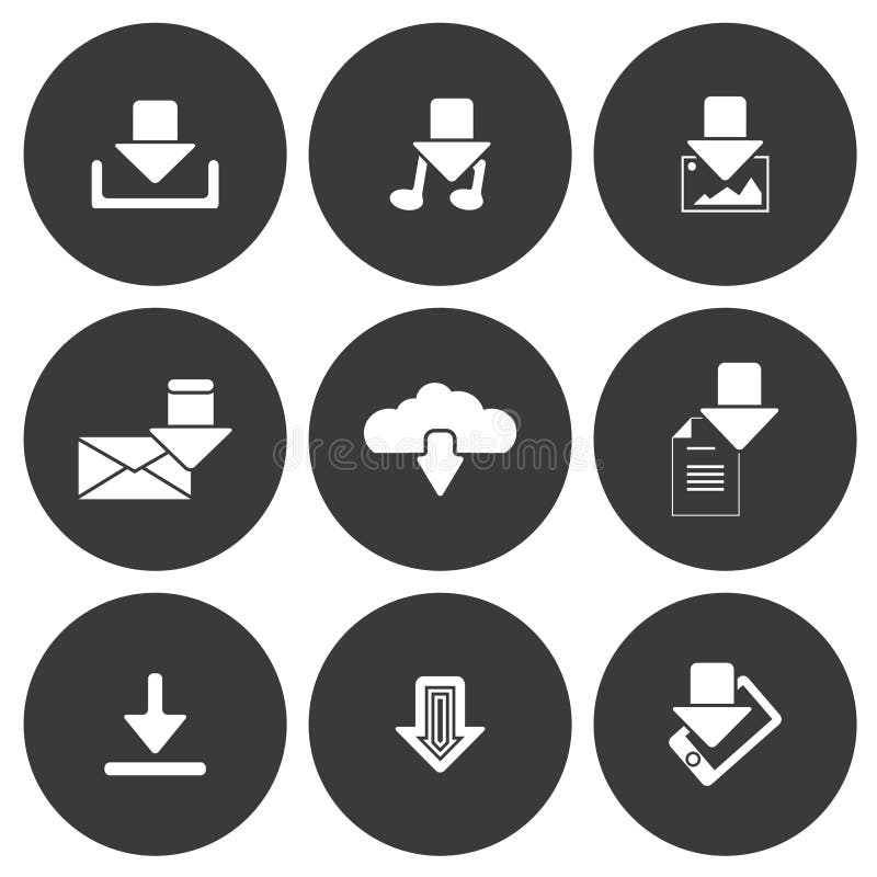 Vector White Download Icons Set Stock Vector - Illustration of internet ...