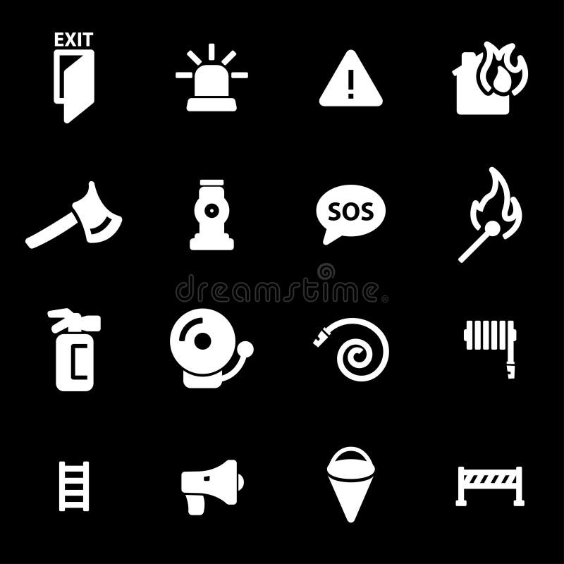 Firefighter icons set stock vector. Illustration of ladder - 45146357