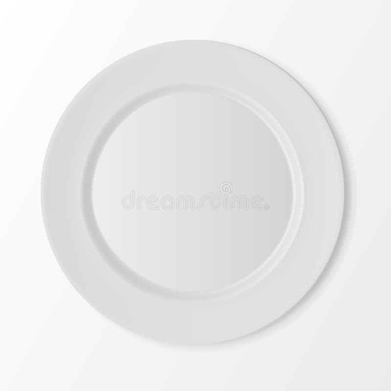 Vector White Flat Round Plate Top View Isolated on Background Stock ...