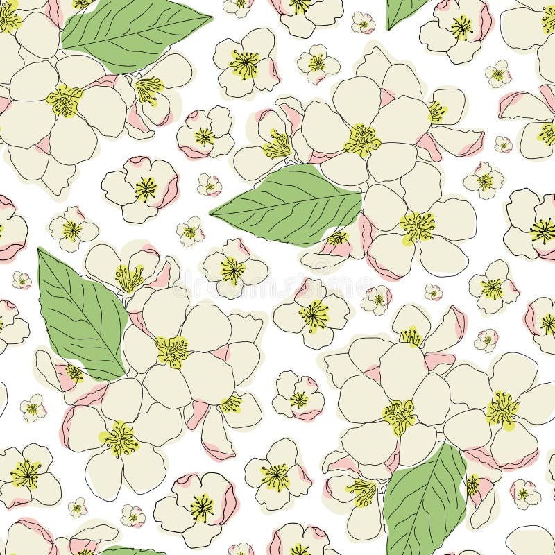 Vector White Flower Seamless Repeat Pattern Background. Stock Vector ...
