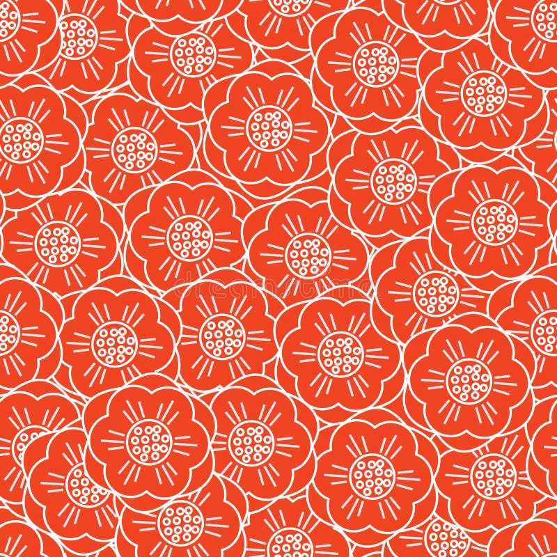 Vector White Flowers on Red Seamless Repeat Pattern Stock Vector ...